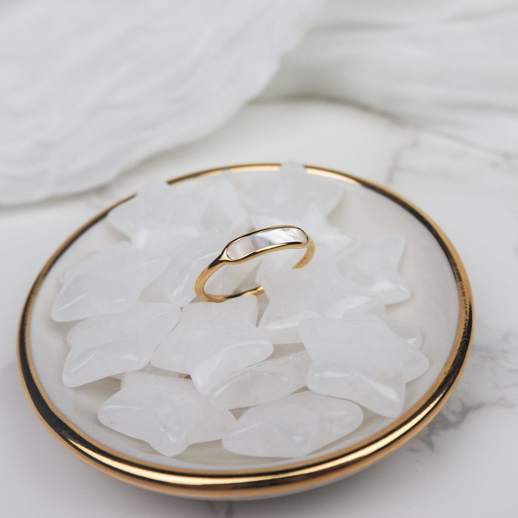 Moonbeam Ring | Gold Band with Mother of Pearl Inlay – Starlight & Sage Co.